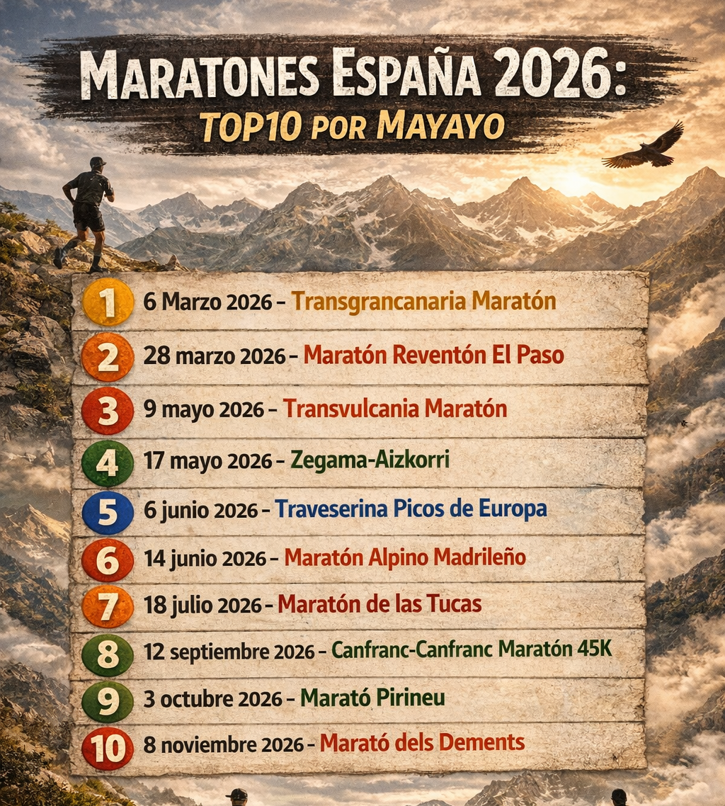 TRAIL RUNNING SPAIN 2026: TOP10 Marathons by Mayayo.